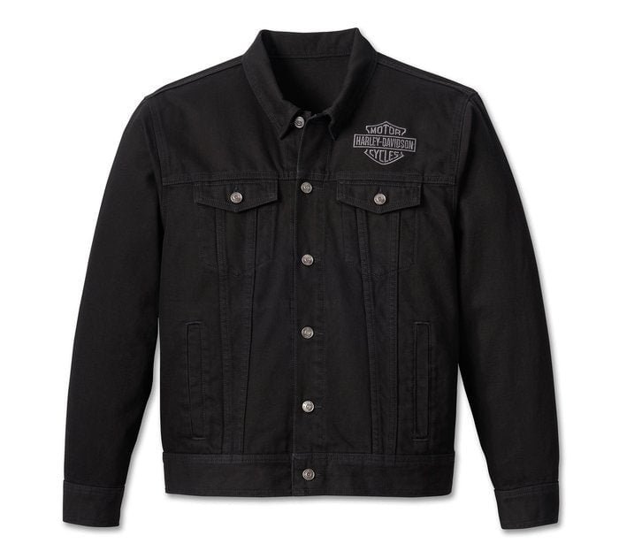 Harley-Davidson Men's Harley Davidson Denim Jacket - Black - Jackets Planet